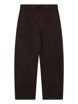 LEMAIRE Cotton Wide Leg Trousers With Belt - Brown