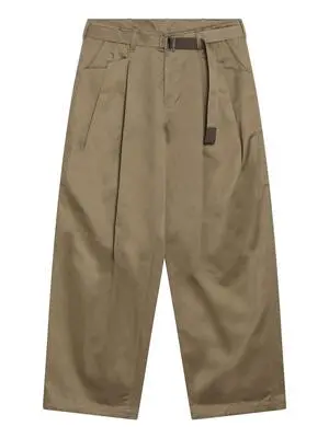 Sacai Beige Cotton Twill Trousers With Belt - Cream