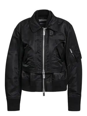 Sacai Satin-effect Nylon Zip Bomber Jacket - Black
