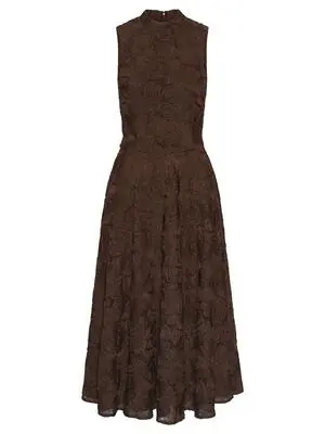 ROTATE BY BIRGER CHRISTENSEN Sleeveless Turtleneck Floral Mesh Maxi Dress - Multicolor