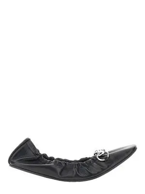 Gucci Prima Leather Ballerinas With Horsebit Detail - Black
