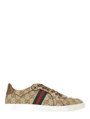 Gucci Gg Jacquard Lace-up Sneakers - Cream