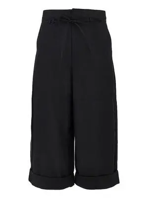 Jacquemus Marin Cotton Poplin Wide Leg Pants - Black