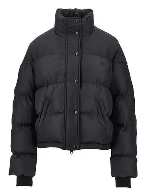 COURREGES Short Padded Jacket With Logo Embroidery - Black