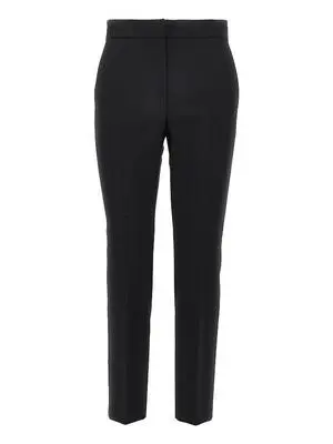 Max Mara Stretch Wool Canvas Cropped Pants - Black