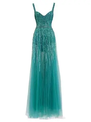 SAIID KOBEISY Embellished Maxi Dress - Green