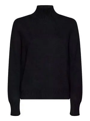 BLANCA VITA Virgin Wool Mock Neck Sweater - Black