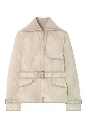 Burberry Micro Check-stitch Nylon Abbeydale Jacket - Neutrals
