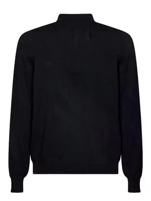 D4.0 Long-sleeve Knitted Polo Shirt - Black