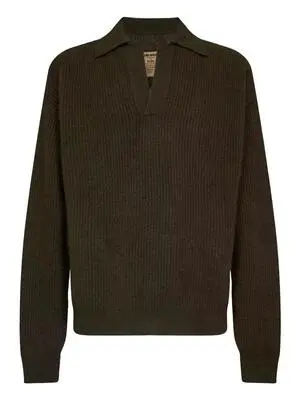 UMA WANG Uma Wang Ribbed Knit V-Neck Sweater Green