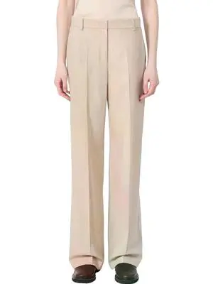 Max Mara Wide Leg Pressed Crease Trousers - Neutrals