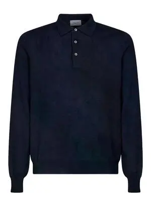 D4.0 Long-sleeve Knitted Polo Shirt - Blue