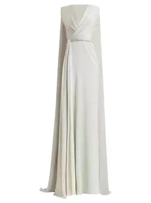 GEMY MAALOUF Cape-back Draped Maxi Dress - Neutrals