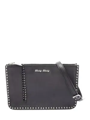 Miu Miu Studded Shoulder Bag - Black