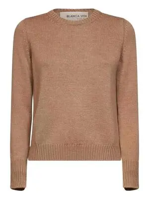 BLANCA VITA Blanca Vita Ribbed Trim Crew Neck Sweater