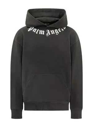 Palm Angels Neck Logo Reg Hoodie - Black
