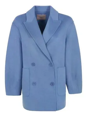 TWINSET Wool-blend Cloth Caban Coat - Blue