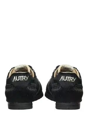 AUTRY Pony Fur-effect Lace-up Sneakers - Black