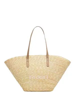 TWINSET TWINSET Logo-Embroidered Woven Beach Bag