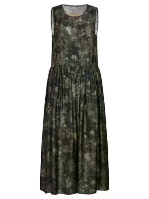 UMA WANG Ardal Floral Print Midi Dress - Grey