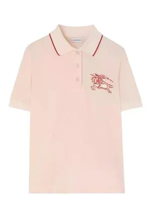 Burberry Burberry Knight Heart Embroidered Cotton Piqué Polo Shirt Pink