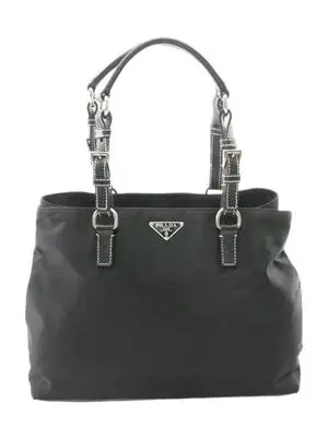 Prada Logo Detail Tote Bag - Black