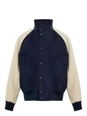Balmain Logo-embroidered Colour-block Bomber Jacket - Blue