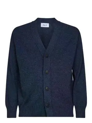 D4.0 Virgin Wool V-neck Cardigan - Blue