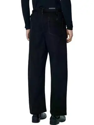 LEMAIRE Wide-leg Trousers With Stitched Seams - Black