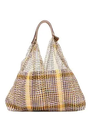 ÉPICE Check-pattern Mesh Tote Bag - Yellow