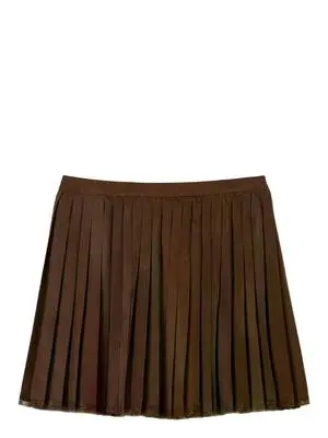 TWINSET Pleated Crêpe De Chine Short Skirt - Brown