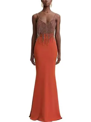 GEMY MAALOUF High-waisted Floor-length Mermaid Skirt - Orange