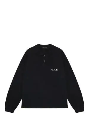 COLE BUXTON Logo-embroidered Polo-collar Sweater - Black