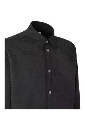 Fendi Ff-jacquard Long-sleeve Shirt - Black