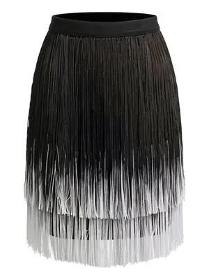 GEMY MAALOUF Tiered Tassel Skirt - Black