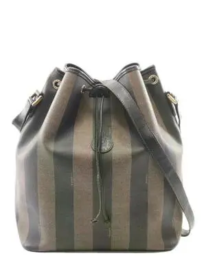 Fendi 2010s Logo Patch Bucket Bag - Brown