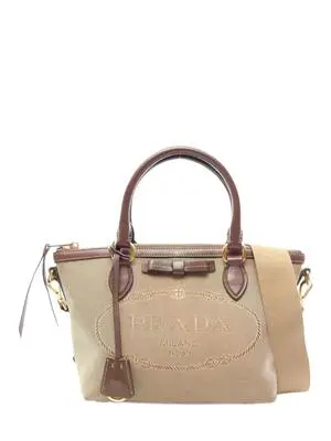 PRADA Prada Logo Embroidery Tote Bag