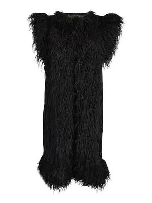 JENNAFER GRACE Faux Fur Trim Vest - Black