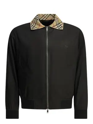 Burberry Burberry Zip-Front Jacket With Signature Check Collar Black