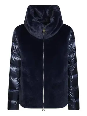 Herno Ultralight Two-style Bomber Jacket With Faux Fur And Padded Sleeves - Blu