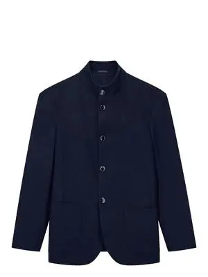 Giorgio Armani 100% Virgin Wool Stand Collar Blazer - Navy