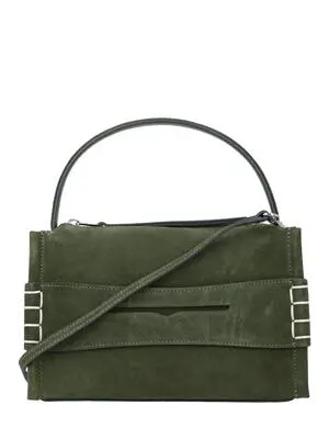 JW Anderson Mini Loafer-inspired Suede Top-handle Handbag - Khaki