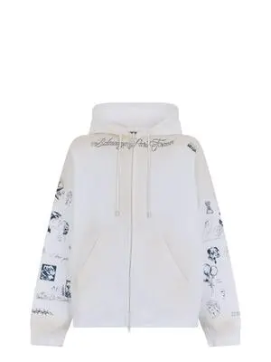 Balenciaga Hooded Zip-up Sweatshirt With Graphic Details - Grey