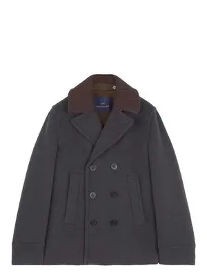 Paul & Shark Double-breasted Wool Peacoat With Ribbed Collar - Brown