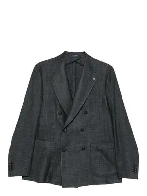 Tagliatore Double-breasted Wool-silk Blend Blazer - Navy