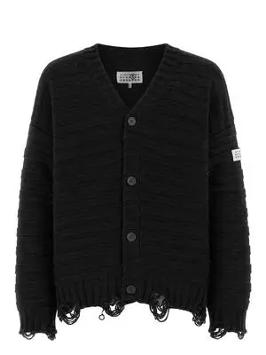 MAISON MARGIELA V-neck Distressed Cardigan - Black