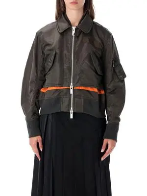 Sacai Nylon Twill Hybrid Bomber Jacket - D/khaki