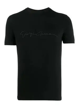 Giorgio Armani S Stretch Viscose Polo Shirt - Black
