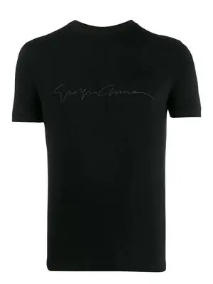 Giorgio Armani S Stretch Viscose Polo Shirt - Black