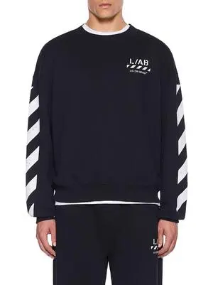 L/AB OFF-WHITE Off-white Diagonal Stripe Graphic Cotton French Terry Sweatshirt - Black